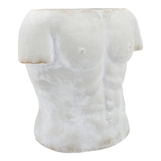Resin, 17"H Torso Planter, Antique White, 17x10x17" - Contemporary ...