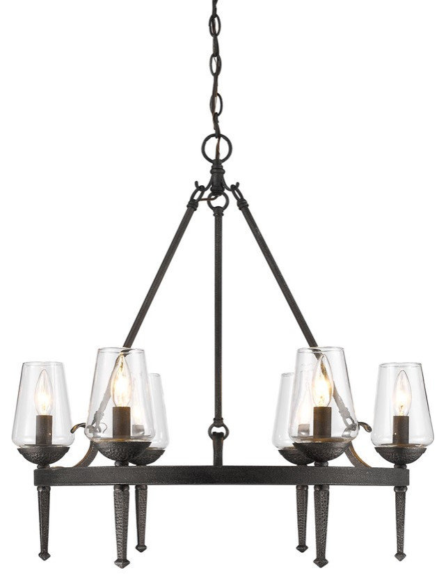 Golden Lighting Marcellis 6 Light Chandelier, Dark Natural Iron, 1208 ...
