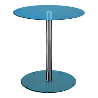 End Table, Blue Glass and Chrome - Contemporary - Side Tables And End ...