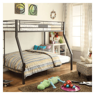 79" X 56" X 65" Twin Over Full Brown Metal Tube Bunk Bed - Transitional ...