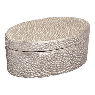 Oval Pebble Box Large Nickel - Contemporary - Decorative Boxes - by ELK ...
