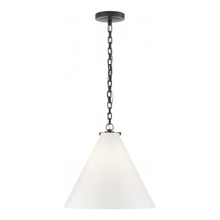 Katie Pendant, 1-Light, Conical, Bronze, White Glass, 15.75"W - Transitional - Ceiling Lighting ...