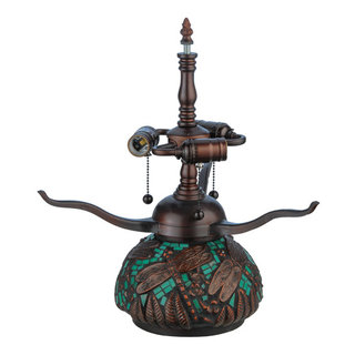 17"H Tiffany Dragonfly Mosaic Table Base - Traditional - Lamp Bases ...