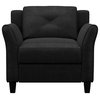 Black Accent Chair with Padded Seat, Button Back, and Tapered Legs ...
