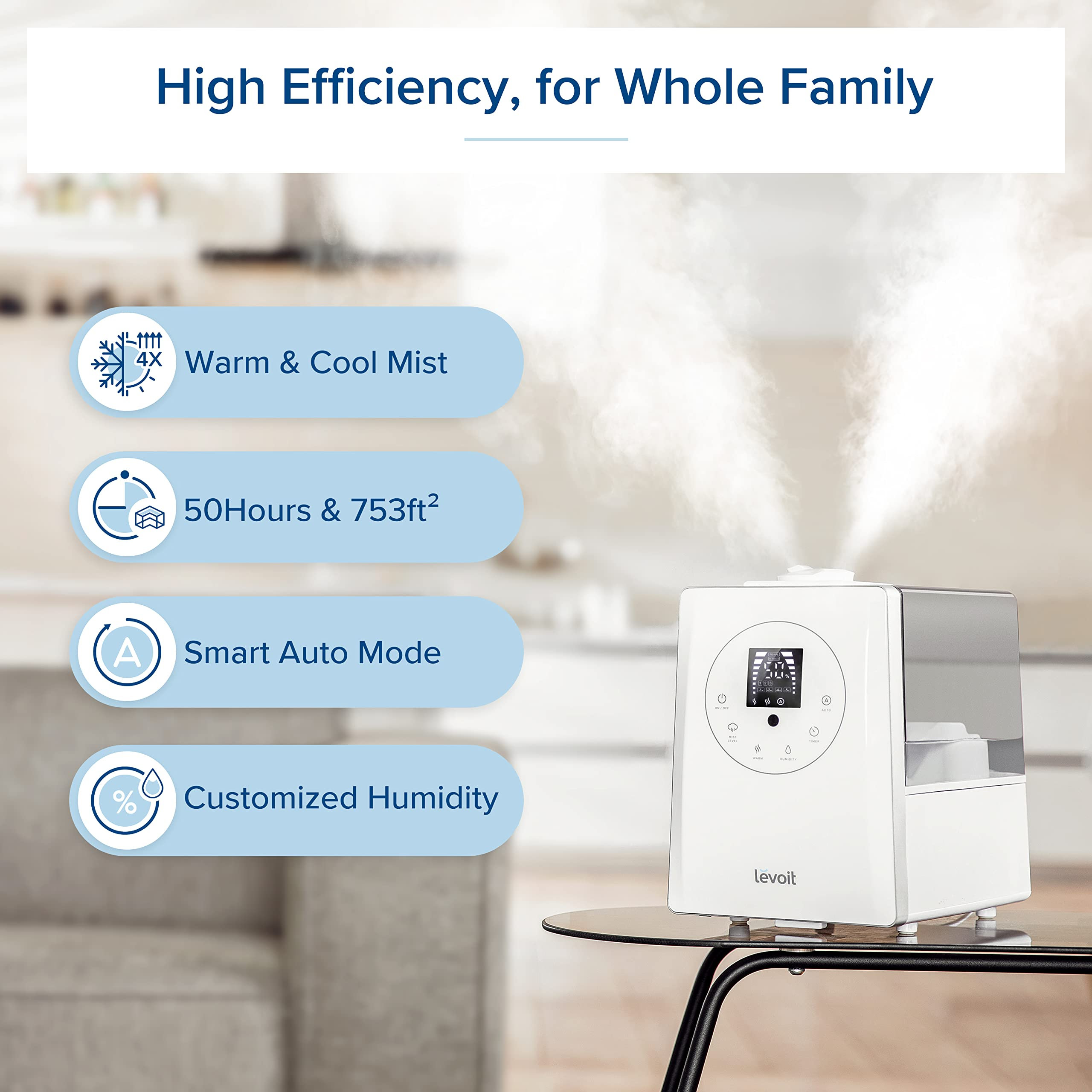 Humidifiers for Bedroom Large Room Home, 6L Warm and Cool Mist ...