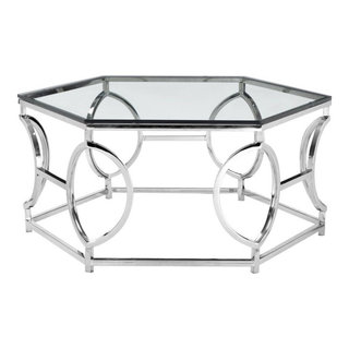 American Home Classic Arthur Metal and Glass Coffee Table in High ...