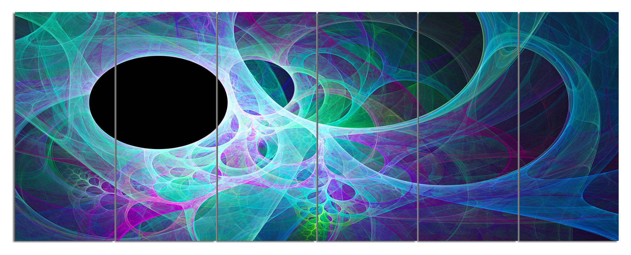 Blue Angel Wings on Black, Multipanel Abstract Wall Art Canvas, 70"x28 ...