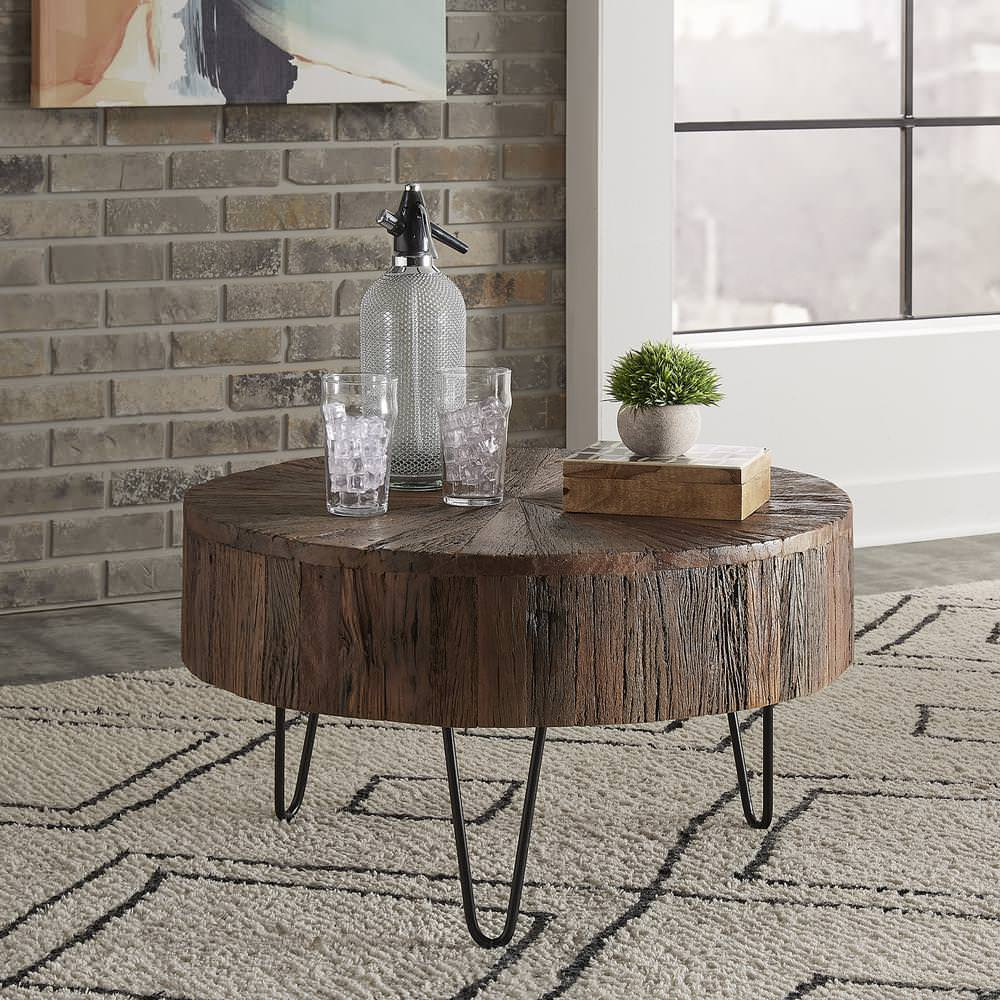 Accent Cocktail Table, Railroad Brown Finish - Rustic - Coffee Tables ...