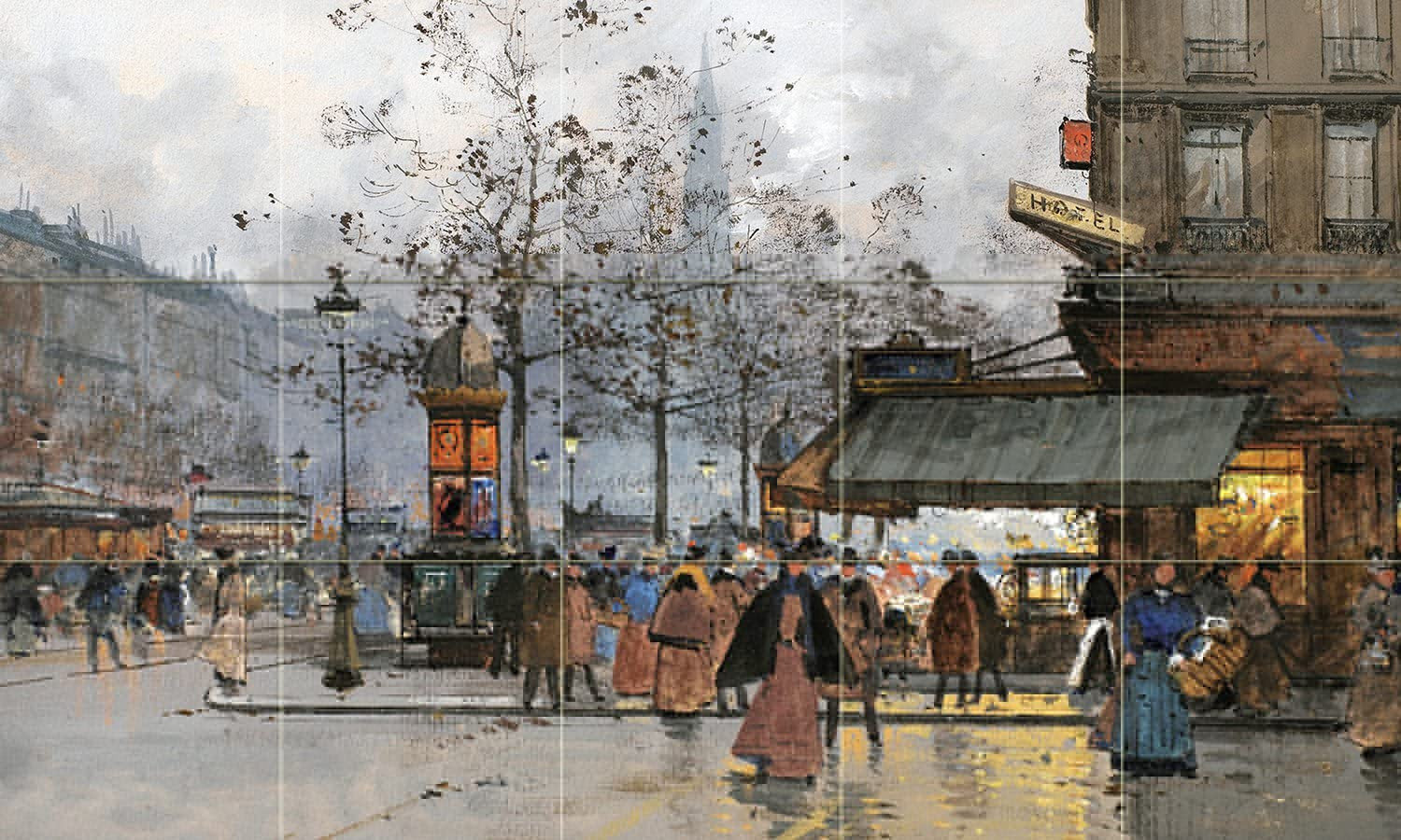 Tile Mural BOULEVARD ANIME IN PARIS people Backsplash, 4.25" Ceramic ...