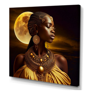 Queen African Woman Under Moon III Canvas, 30x30 - Contemporary ...