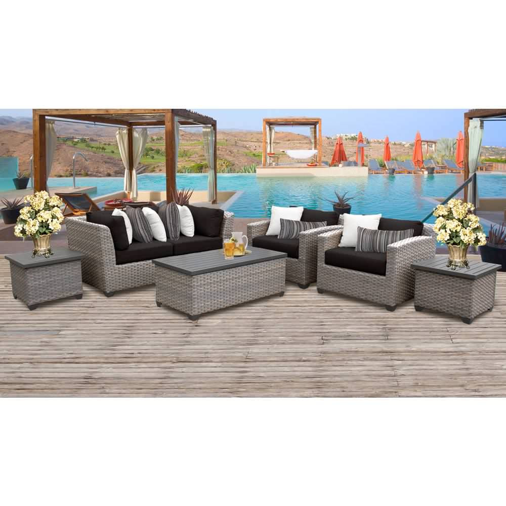 Florence 7 Piece Outdoor Wicker Patio Furniture Set 07d, Black ...