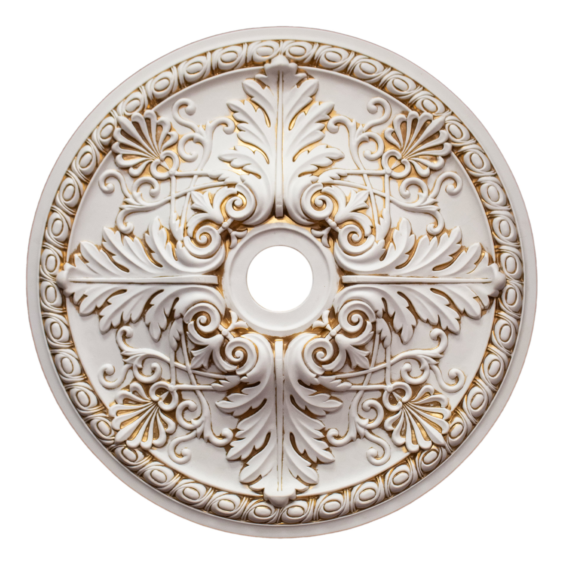 Artistry Lighting, Round 33" Antiuqe White and Gold Ceiling Medallion ...
