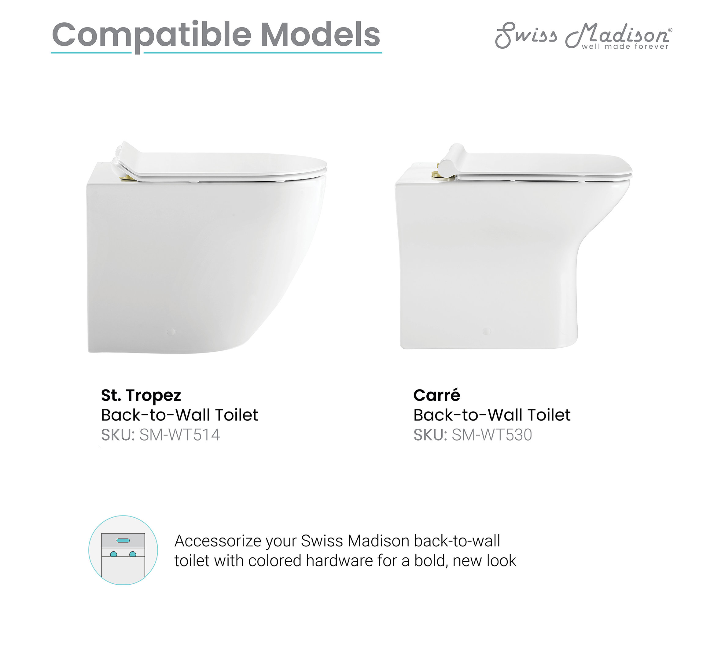 Toilet Hardware Brushed Gold for Wall Hung Toilets - Bidet And Toilet ...