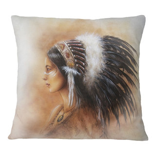 Indian Woman in Traditional Clothing Indian Throw Pillow, 18"x18 ...
