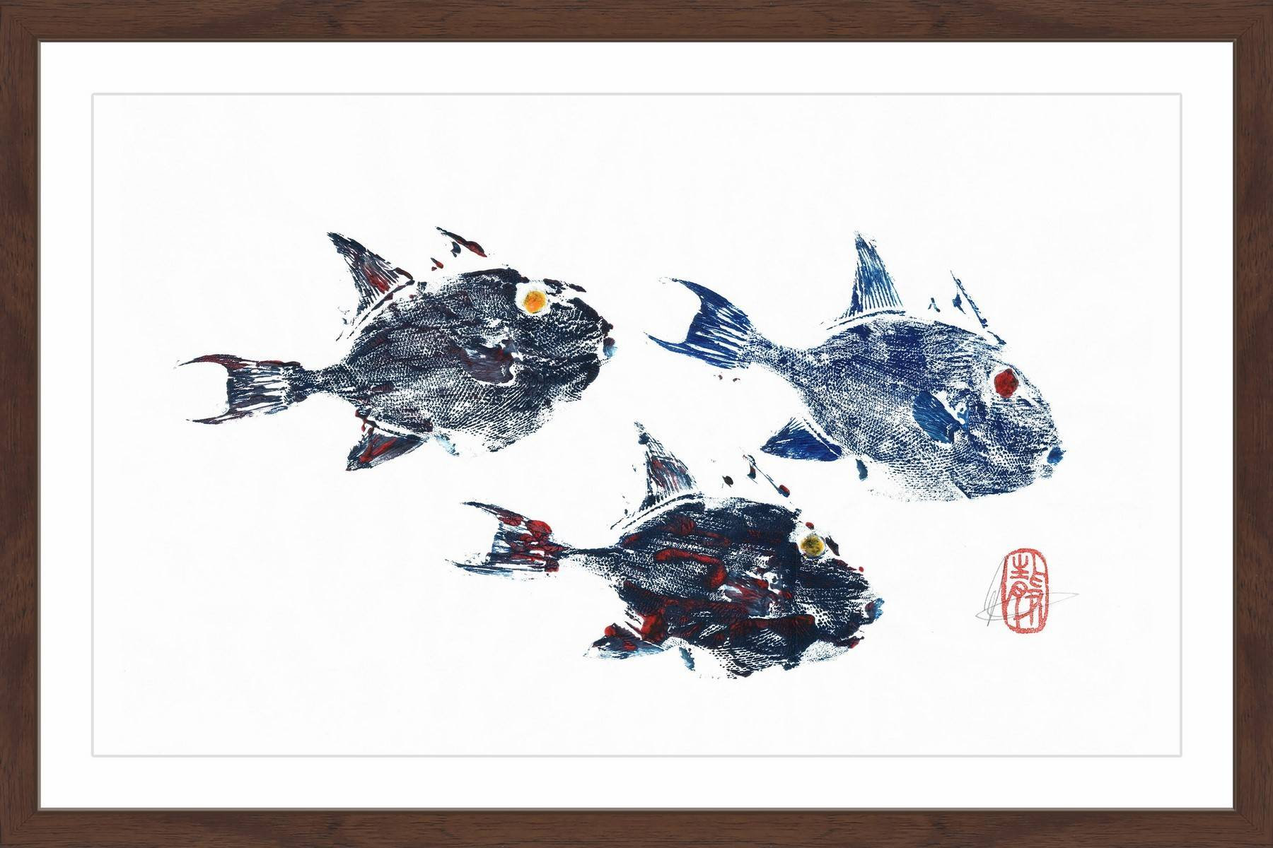 "Small Trigger Fish" Framed Painting Print, 36"x24" - Asian - Prints ...