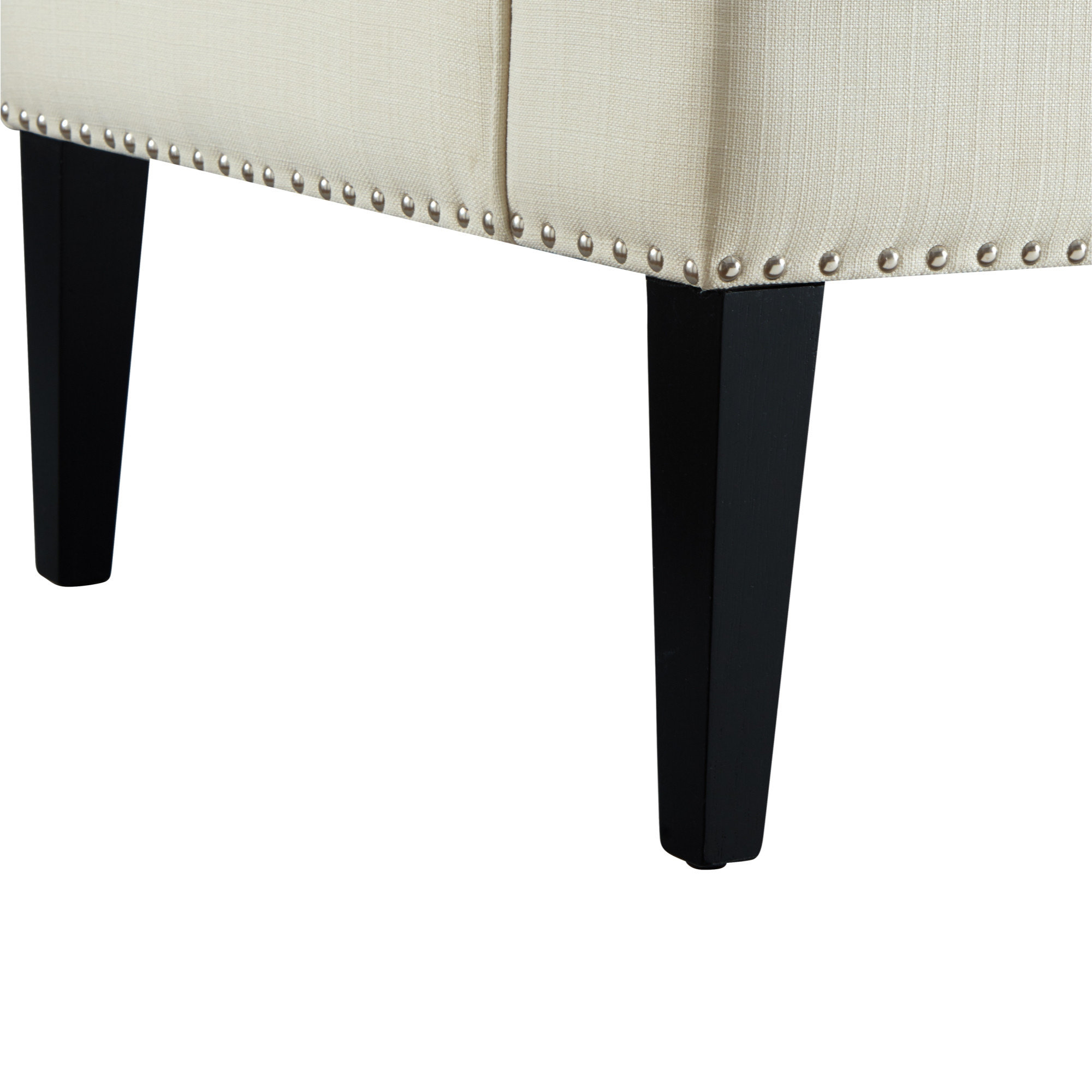 45" Cream And Black Upholstered Linen Bench - Transitional ...