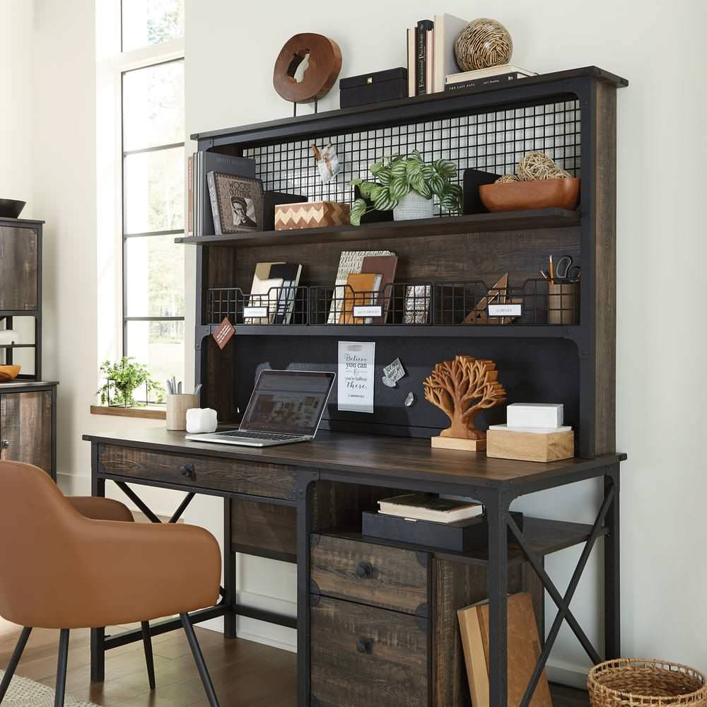 Steel River Computer Hutch Carbon Oak - Contemporary - Desks And ...