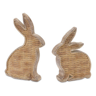 Wicker Rabbit Decor, 2-Piece Set - Farmhouse - Decorative Objects And ...