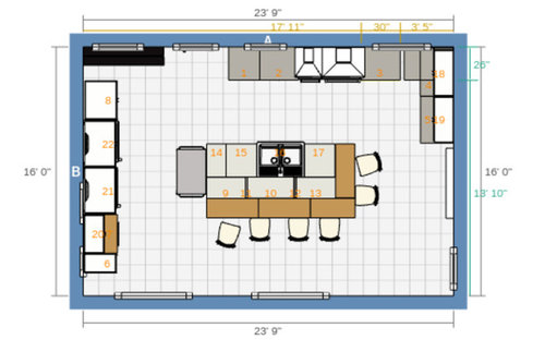 large kitchen layout help needed