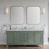 72 Inch Modern Farmhouse Green Double Sink Bathroom Vanity Marble ...