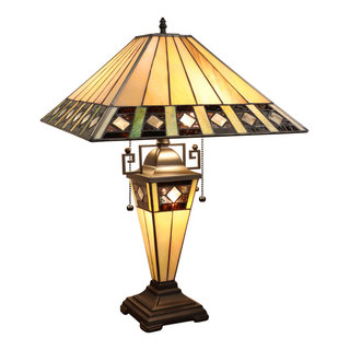 Giles Tiffany 3-Light Mission Double Lit Table Lamp 16" Shade ...