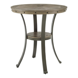 Powell Traditional Franklin Pub Table With Pewter Finish D1283B19PT ...