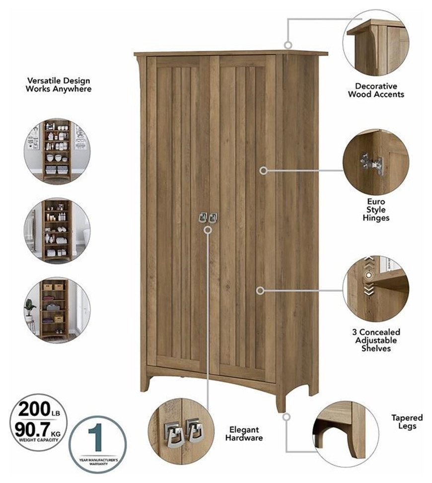 Pemberly Row Engineered Wood Kitchen Pantry Cabinet with Doors in ...
