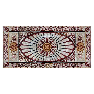 Handmade Mosaic Art Tile Rug Insert, 118" x 59" - Mediterranean - Tile ...