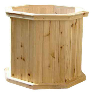 Villa Octagon Wood Planter, 32" - Rustic - Outdoor Pots And Planters ...