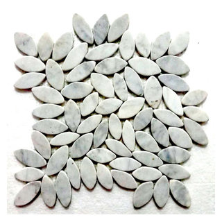 Hand-Sorted Natural Stone Pebble Tile - Super White for Shower ...