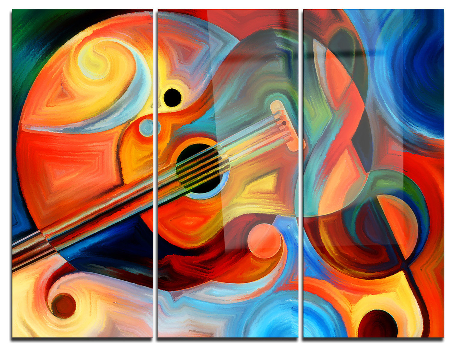 "Music and Rhythm" Glossy Metal Wall Art, 3 Panels, 36"x28", 36"x28" 3 ...