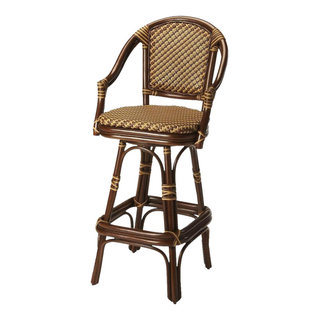 Multi-Color Rattan Swivel Bar Stool - Tropical - Bar Stools And Counter ...