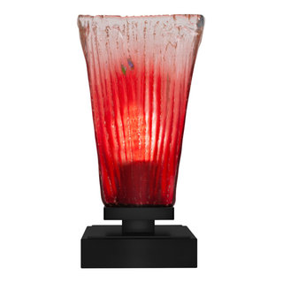 Luna 1-Light Table Lamp, Matte Black/Square Raspberry Crystal ...