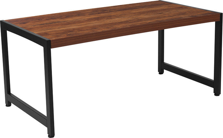 Grove Hill Collection Rustic Wood Grain Coffee Table With Black Metal ...