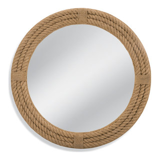 Forecabin Rope and MDF Brown Wall Mirror, W 3.25 x D 48 x H 48 - Beach ...