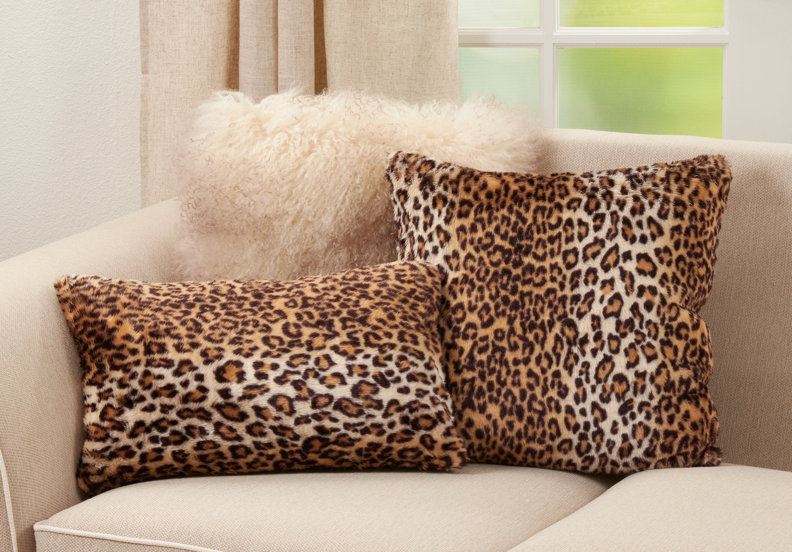 Faux Fur Pillow With Cheetah Print, 12"x20" - Contemporary - Decorative ...