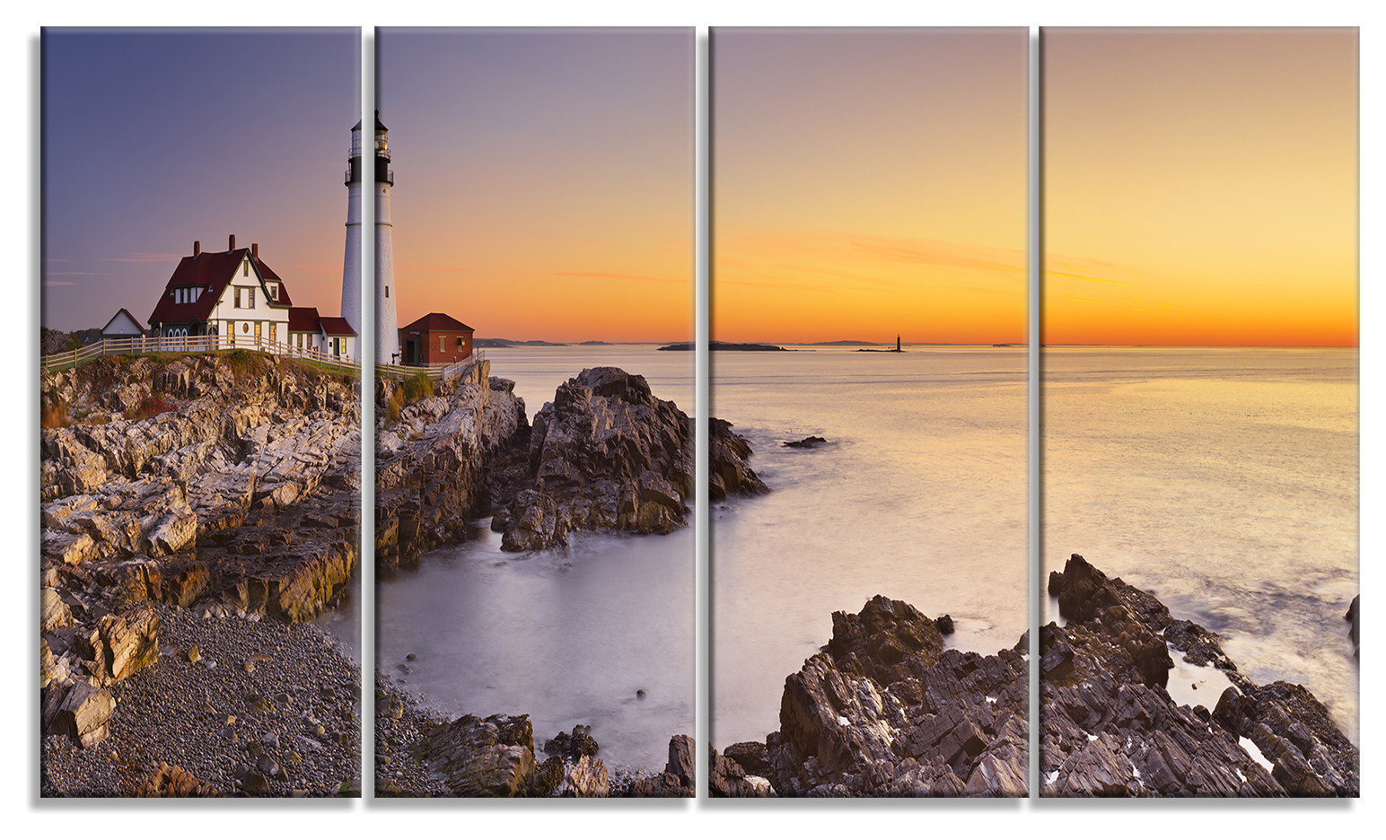 "Portland Head Lighthouse Maine" Metal Wall Art, 48"x28" 4 Panel ...