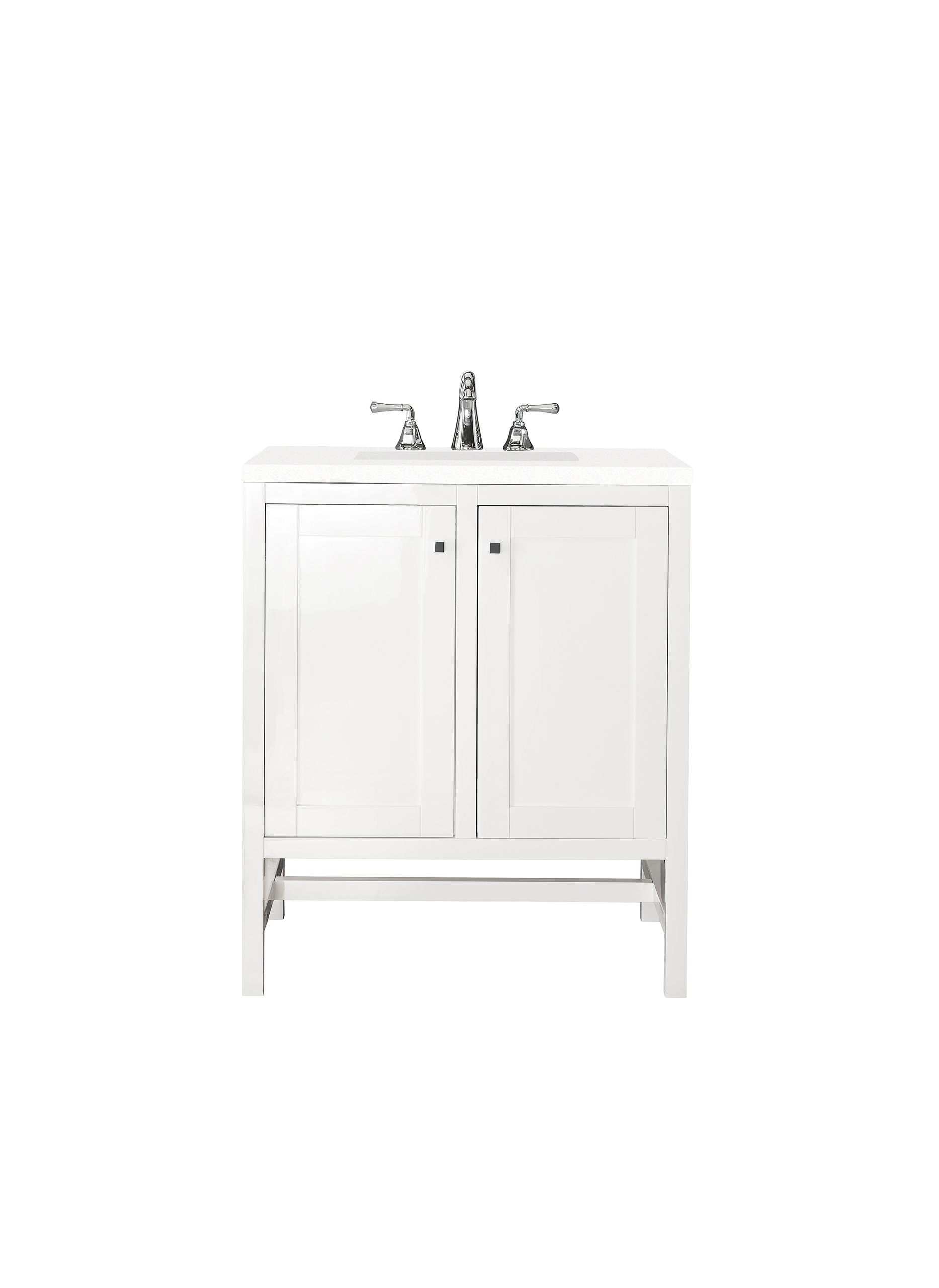 Addison 30" Vanity, With Doors, Glossy White, Classic White Quartz Top ...