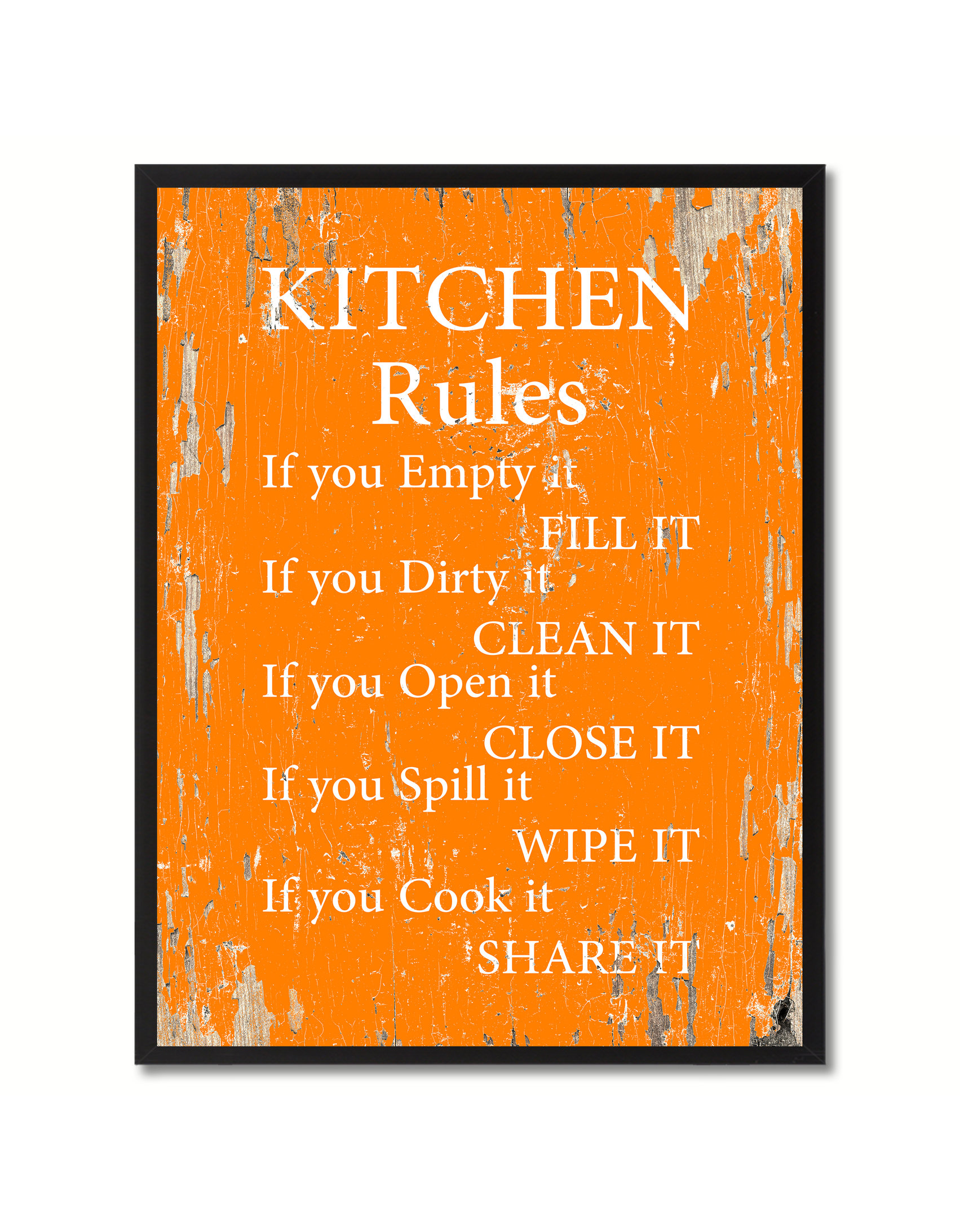 Kitchen Rules Inspirational, Canvas, Picture Frame, 13"x17" - Rustic ...