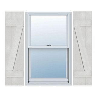 Rustic 2 Board Joined Board & Batten Faux Wood Shutters, Z-Board, 16 1/ ...