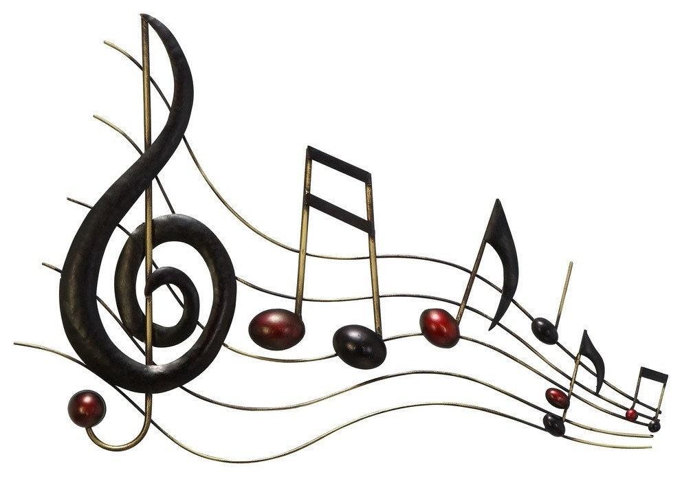 Benzara BM05414 Metal Musical Notes Wall Hanging Art Decor Black ...