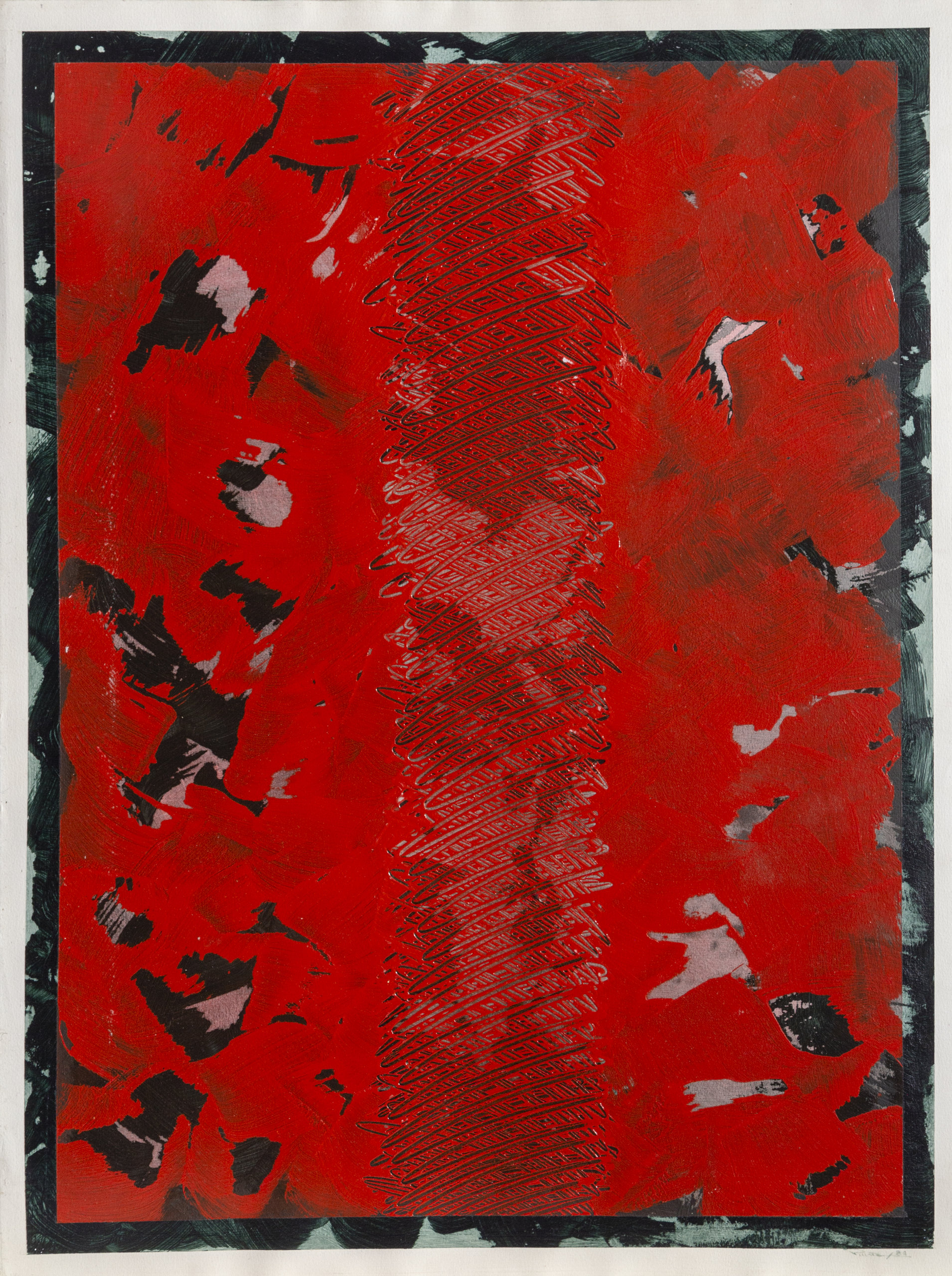 Black and Red Abstract, Michel Picotte, 30x22.5 - Contemporary ...