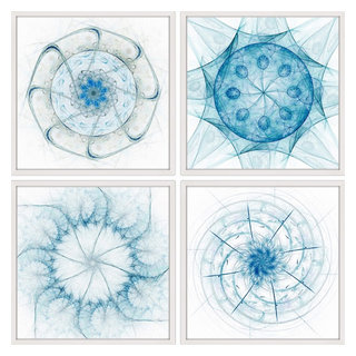 Blue Dimensions Quadriptych, 64x64 - Contemporary - Prints And Posters ...