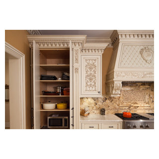 Italian inspired patina and mahogany kitchen. Saddle River, NJ ...