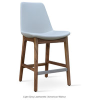 Eiffel Wood Stools, American Walnut Base, Black Leatherette ...