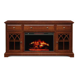 60'' Gothic Arch TV Stand With Electric Fireplace - Transitional ...