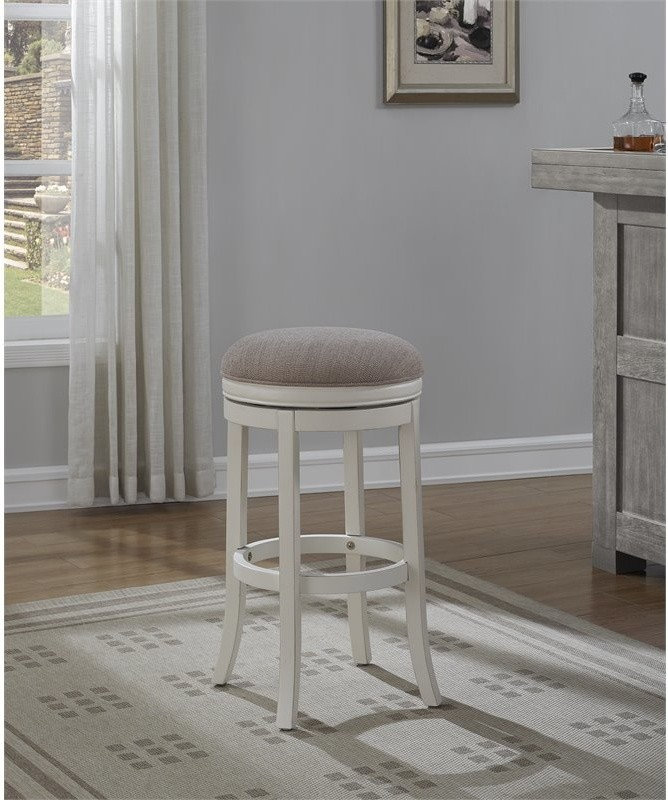 Bowery Hill 26" Transitional Wood/Fabric Backless Counter Stool in ...