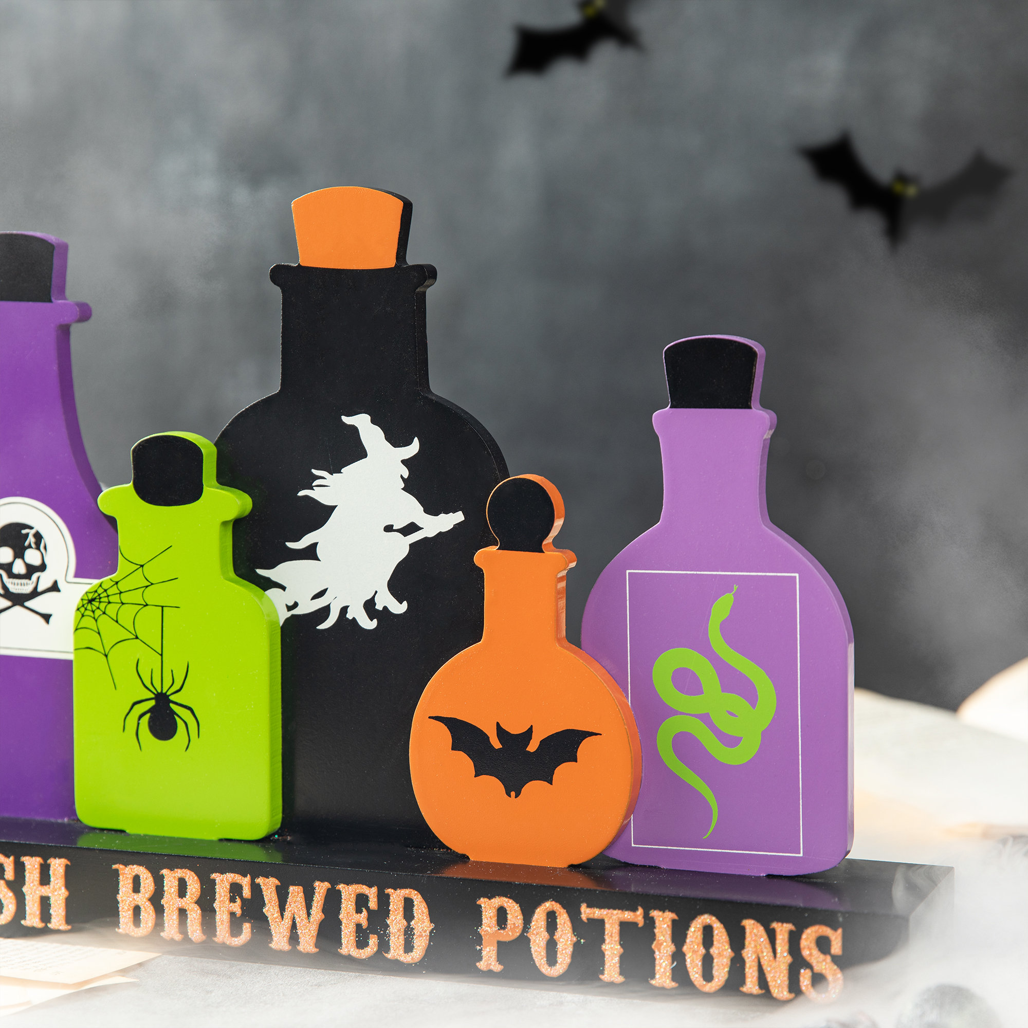 14"L Halloween Poison Bottles Table decor - Traditional - Holiday ...