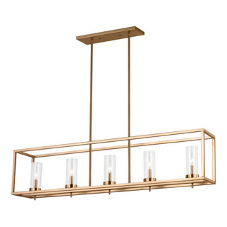 Zire 5-Light Island Pendant, Satin Brass - Transitional - Kitchen ...