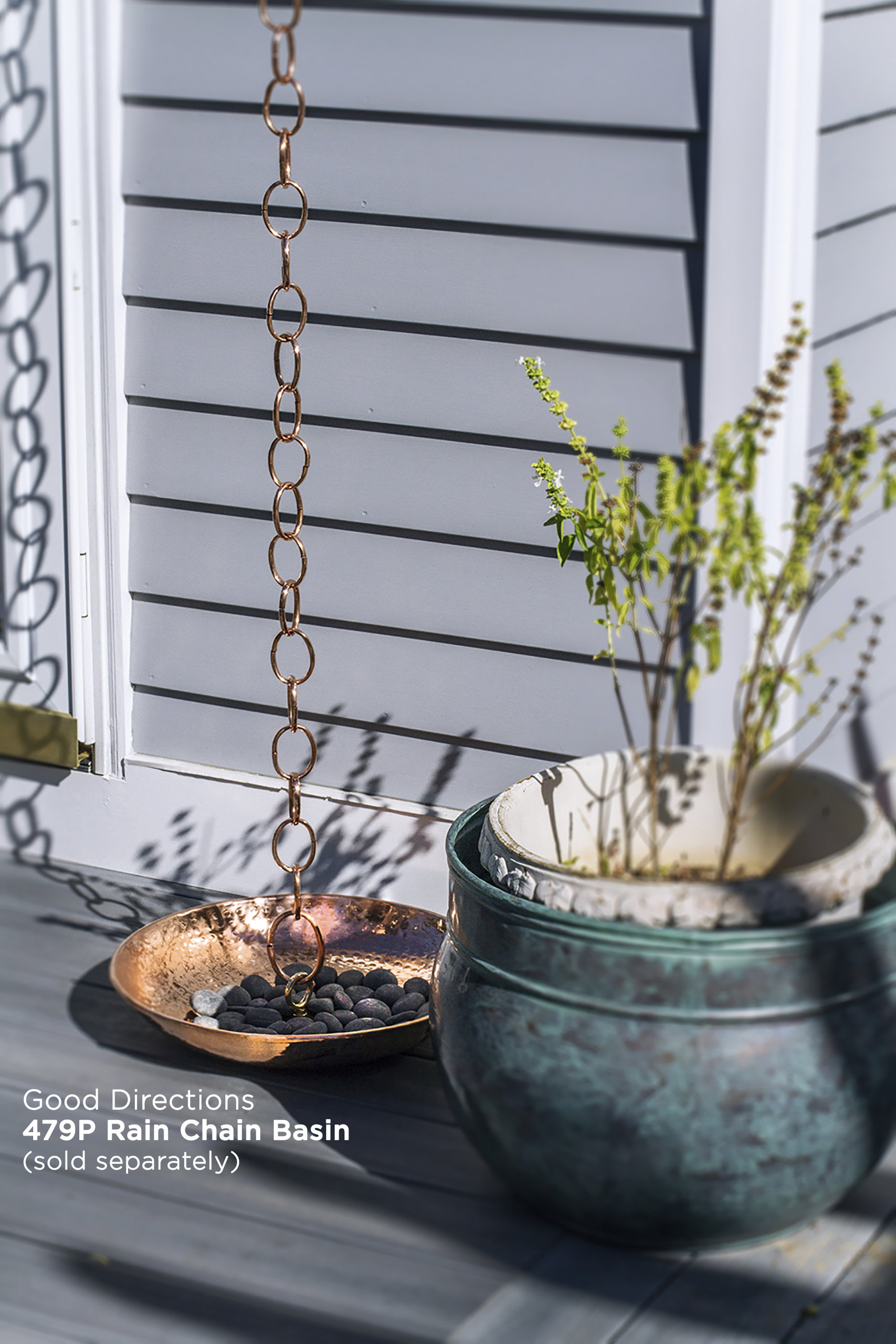 100% Pure Copper Chain Link Rain Chain, 8-1/2 Feet Long, Large Links ...